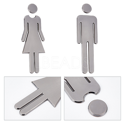 1 Set Plastic Bathroom Sign Stickers AJEW-GF0005-94A-1