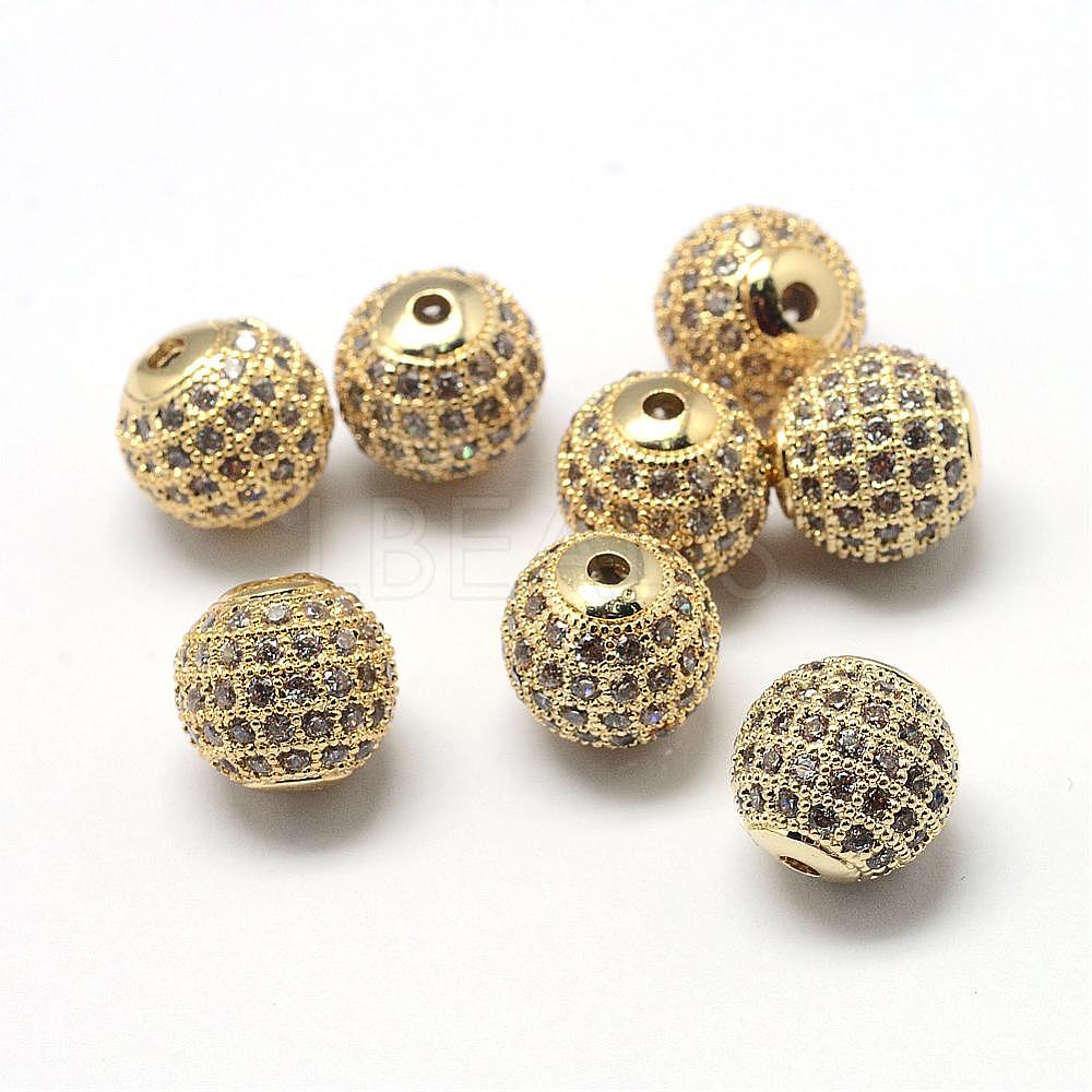 Rack Plating Brass Cubic Zirconia Beads - Lbeads.com