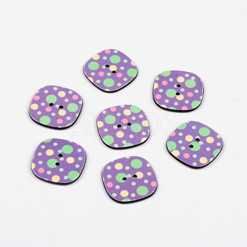 2-Hole Square with Dots Pattern Acrylic Buttons - Lbeads.com