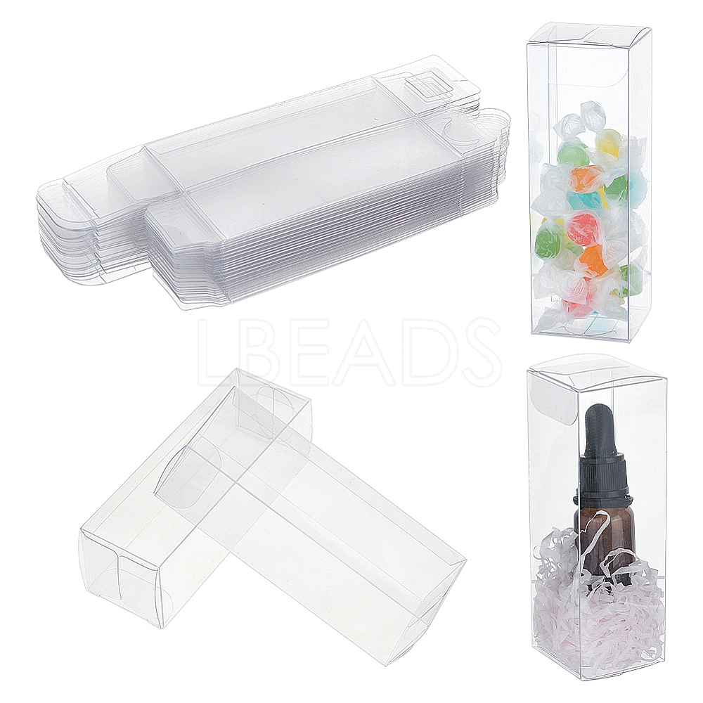 30Pcs Rectangle Transparent Plastic PVC Box Gift Packaging - Lbeads.com