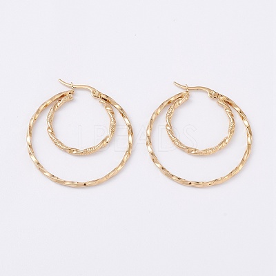 304 Stainless Steel Hoopd Earrings EJEW-F272-05G-1
