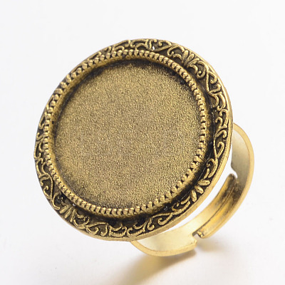 Vintage Adjustable Iron Finger Ring Components Alloy Cabochon Bezel ...